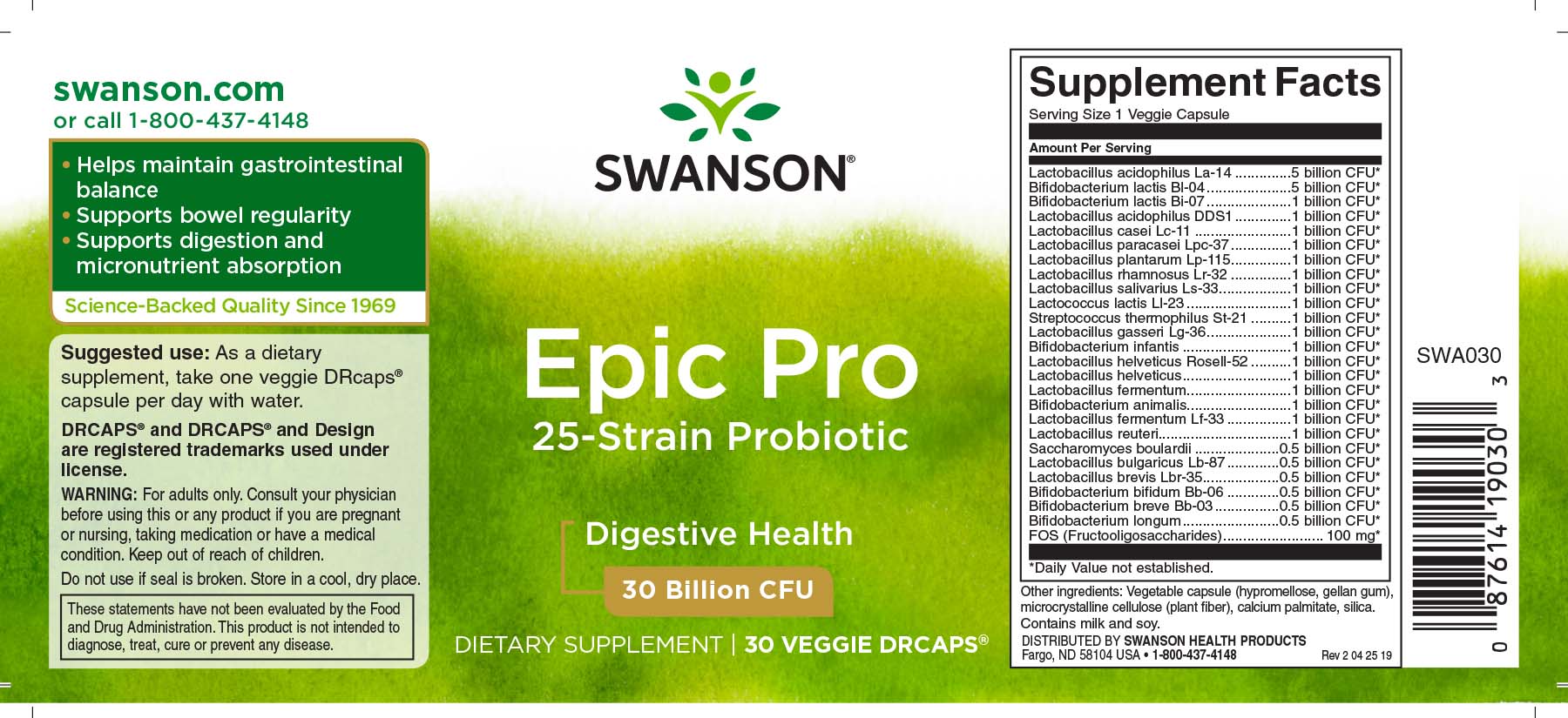 Epic-Pro 25-Strain Probiotic | Swanson Health Products Europe