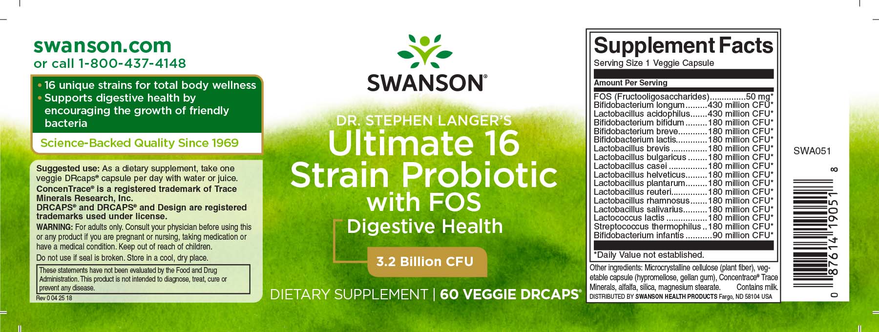 Dr. Stephen Langer's Ultimate 16 Strain Probiotic with FOS | Swanson ...